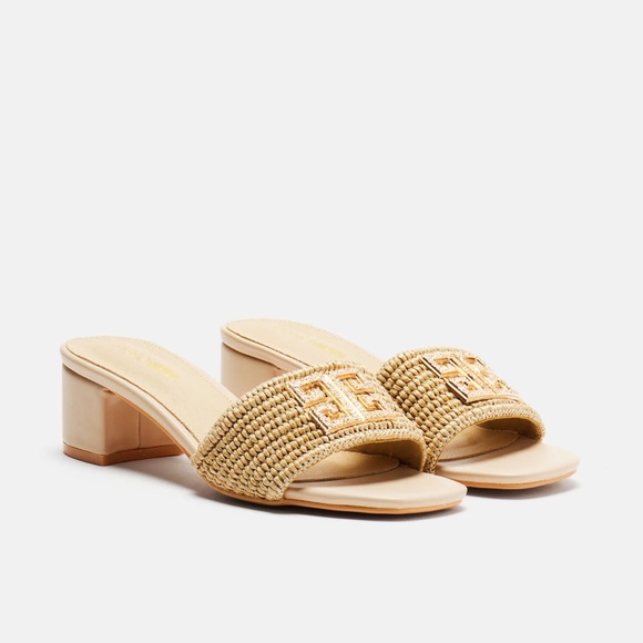 Shoes | Elegant Gold Woven Slide Sandals | Poshmark